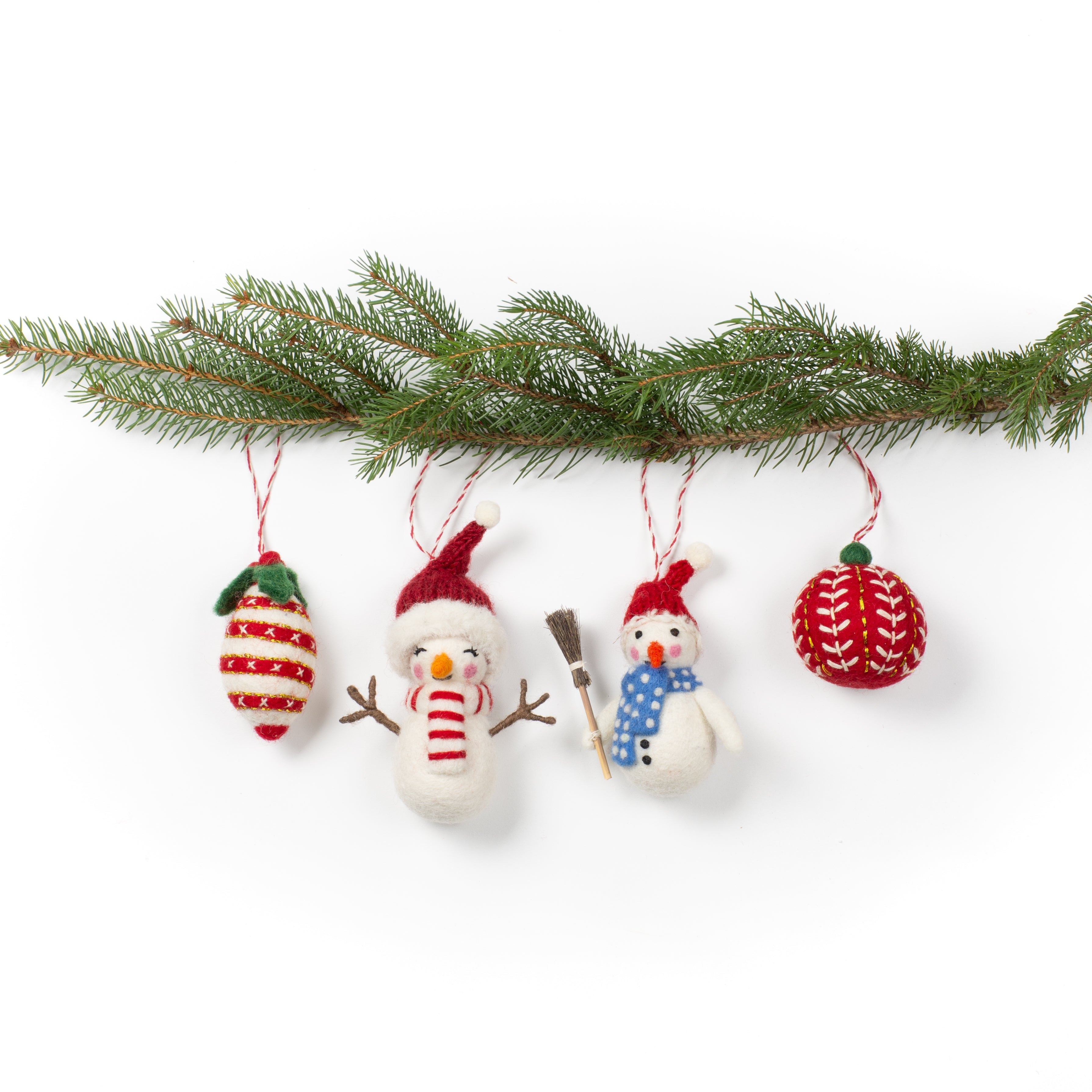 Winter Duo’s Felted Wool Ornaments Set – Handmade Holiday Decorations ...